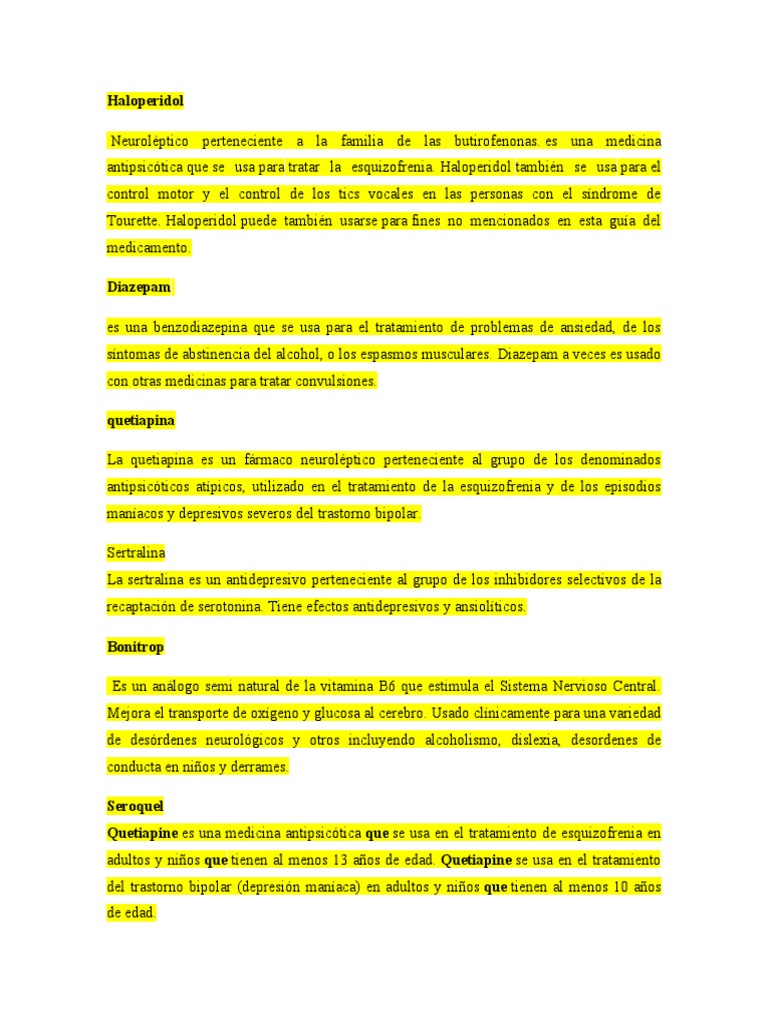 Glosario | PDF | Antipsicótico | Antidepresivo
