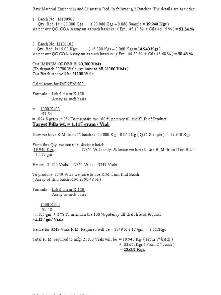 Calculation For Export Order. | PDF | Business