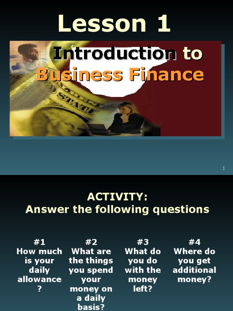 To Business Finance Introduction To Business Finance | PDF | Capital ...