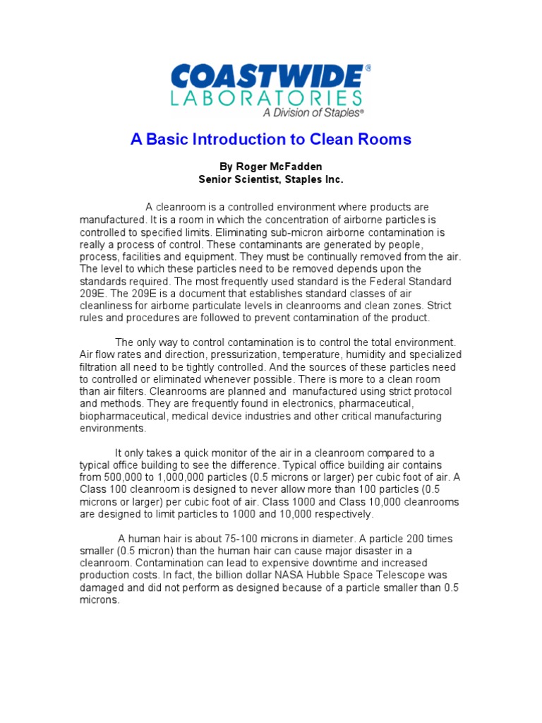 A Basic Introduction To Clean Rooms | PDF | Chemistry | Nature