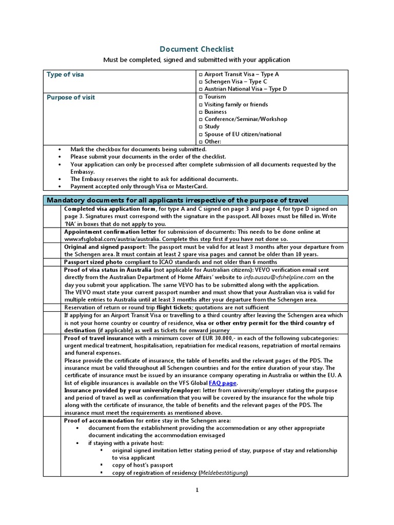 Visa Application Document Checklist | PDF | Travel Visa | Passport