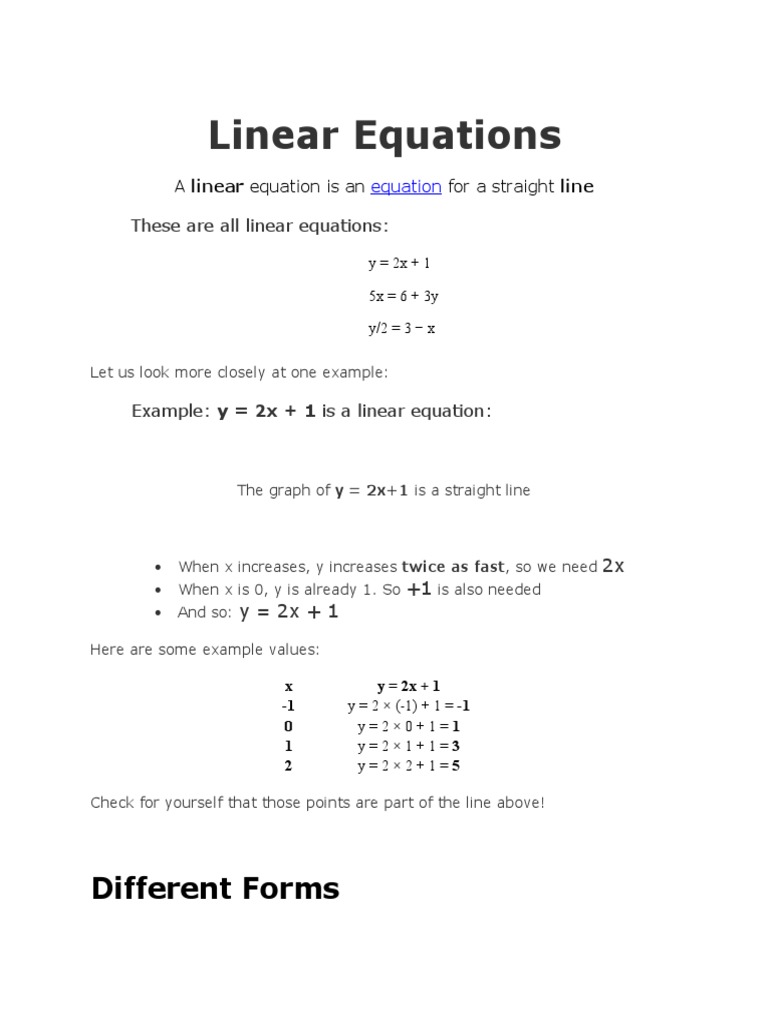 Linear Equations: Different Forms | PDF | Line (Geometry) | Slope
