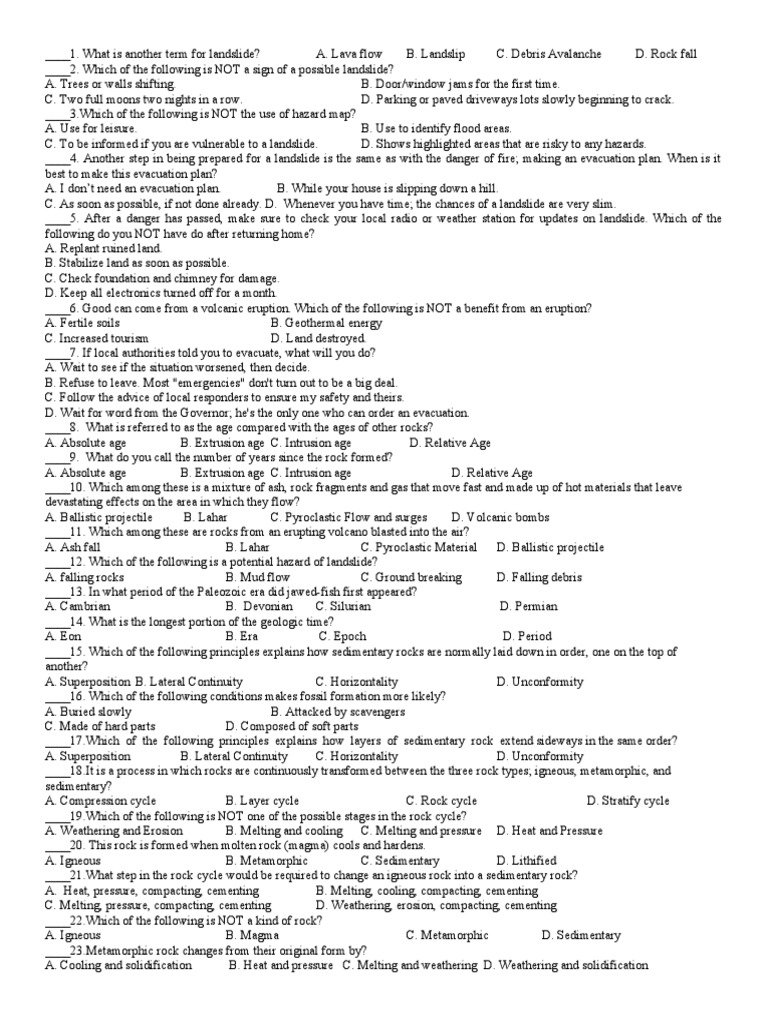 1Q - Exam - Earth and Life Science | PDF | Rock (Geology) | Minerals