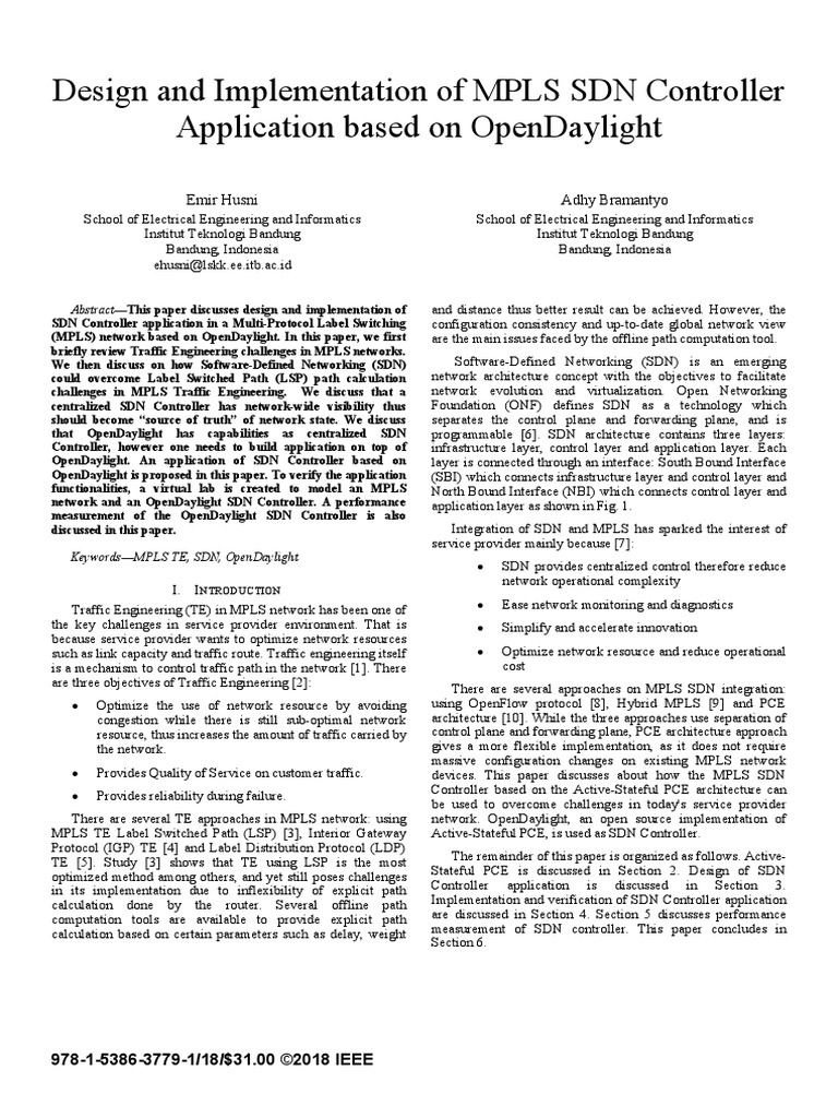 Implementation of MPLS SDN Controller Application Based On OpenDaylight.2018 | PDF ...