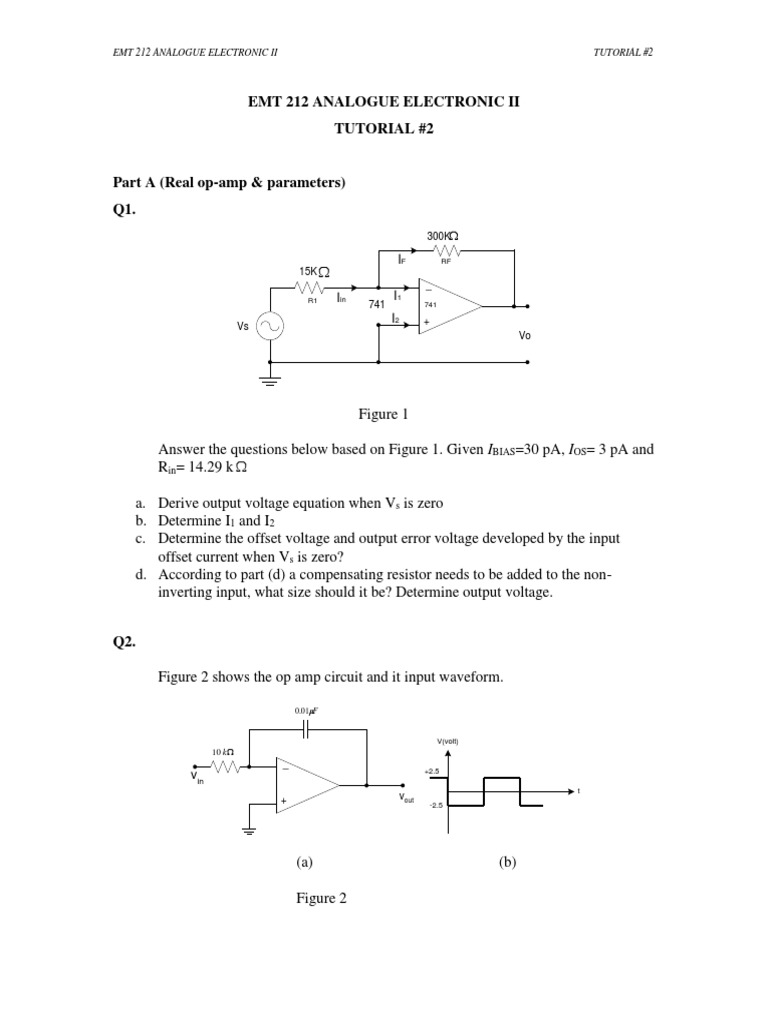 Emt 212 Analogue Electronic Ii Tutorial #2 | PDF | Operational Amplifier | Amplifier
