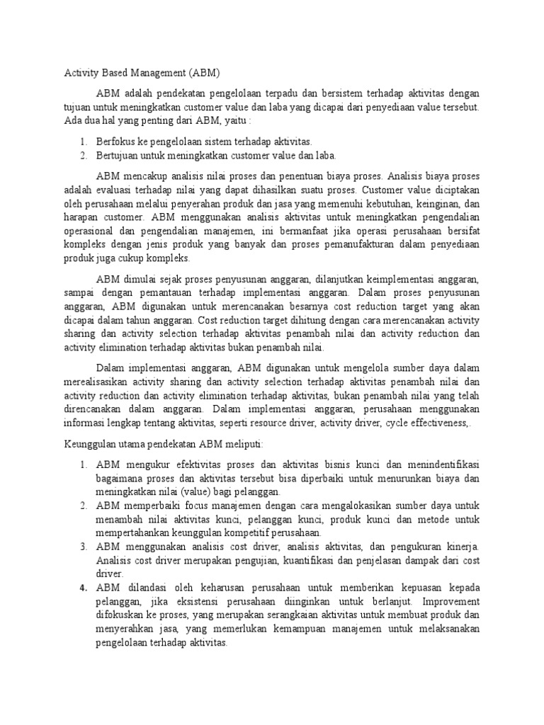 Activity Based Management | PDF