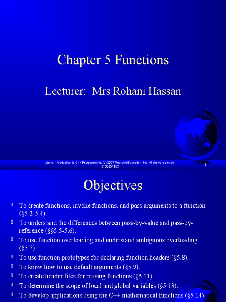 Chapter 5 Functions: Lecturer: Mrs Rohani Hassan | PDF | Parameter (Computer Programming ...