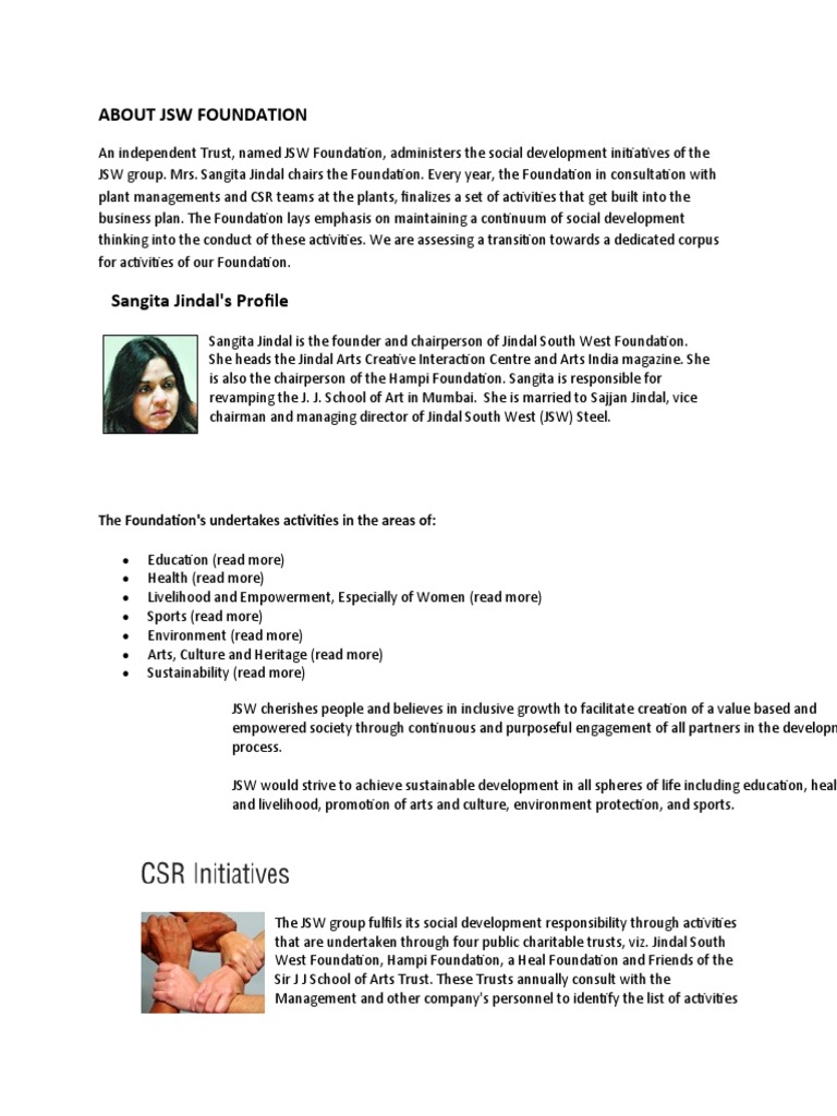 An Overview of the Social Development Initiatives of JSW Foundation ...
