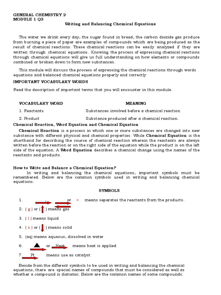 GENERAL CHEMISTRY 2 Module 1 | PDF | Mole (Unit) | Chemical Substances