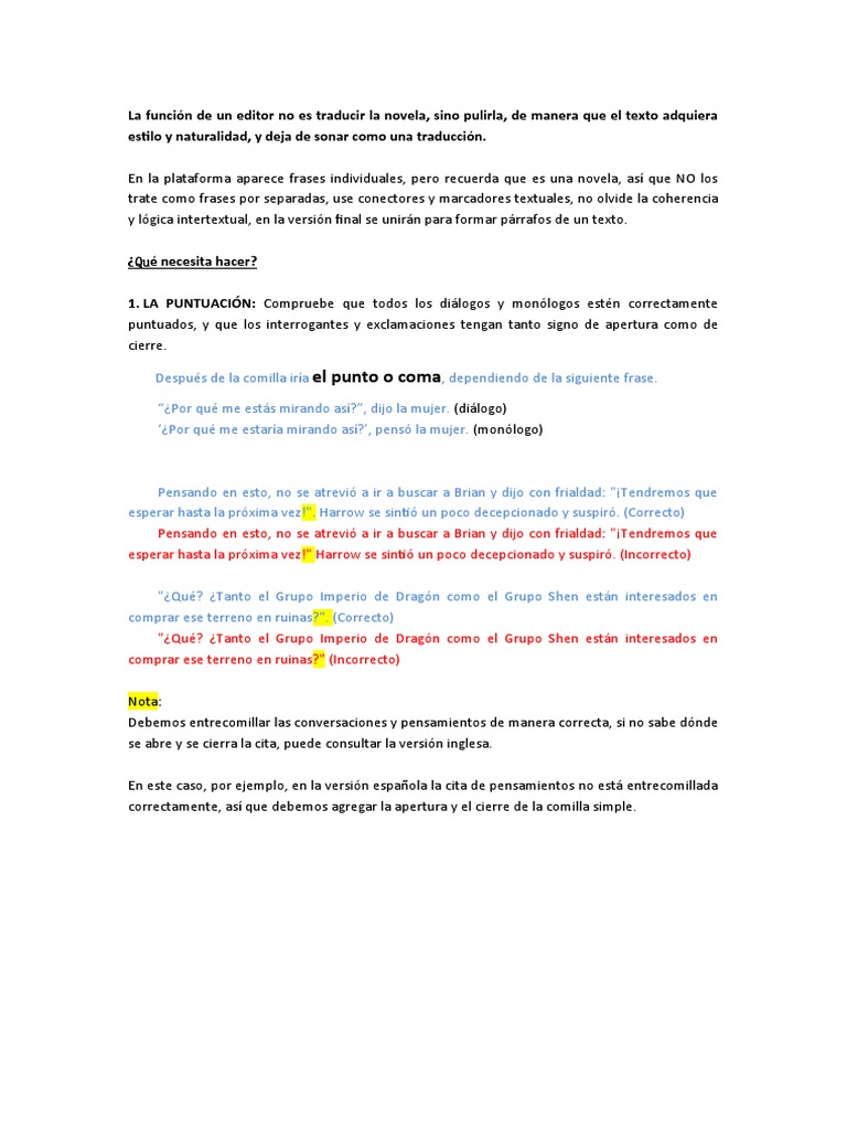 Guía de Edición para Novelas en Español | PDF | Comillas | Sintaxis