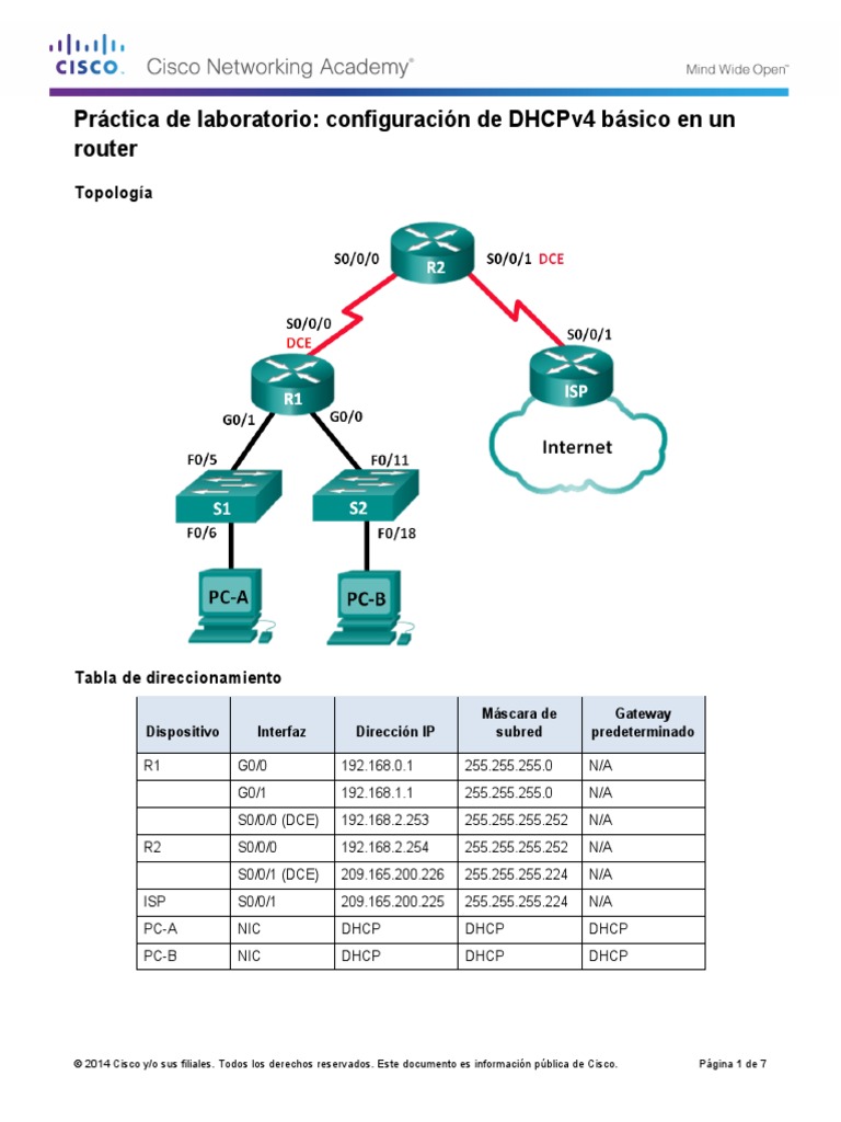 10.1.2.4 Lab - Configuring Basic DHCPv4 On A Router | Descargar gratis PDF | Dirección IP ...