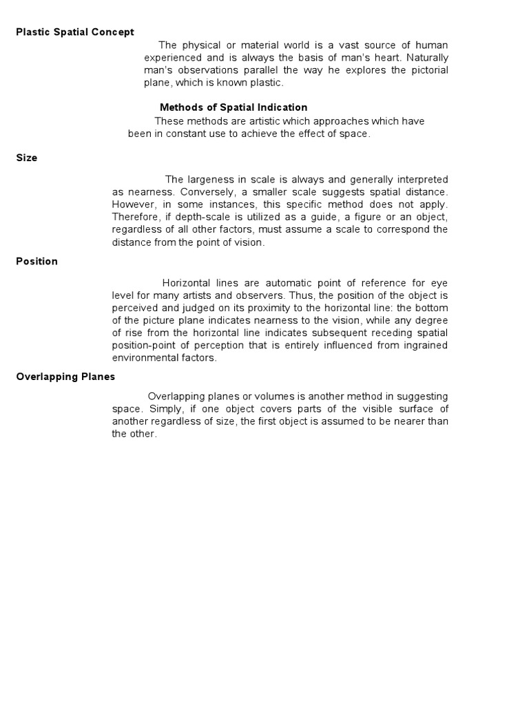 Plastic Spatial Concept | PDF | Perspective (Graphical) | Space