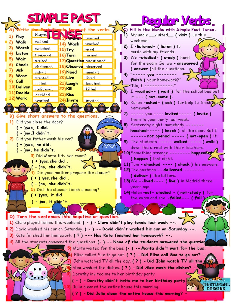 Simple Past Tense Regular Verbs