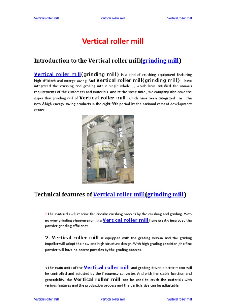 Vertical Roller Mill | PDF | Mill (Grinding) | Industrial Processes