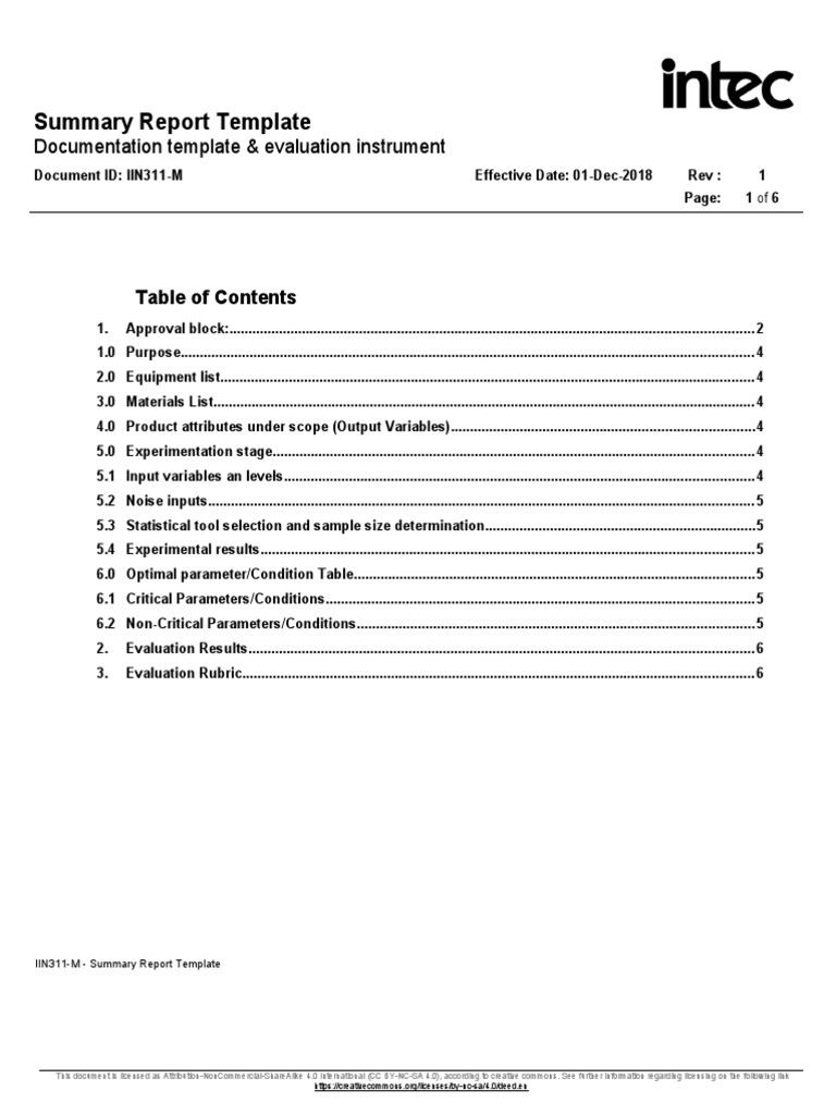 Caso 8 - Summary Report Template | Download Free PDF | Creative Commons ...