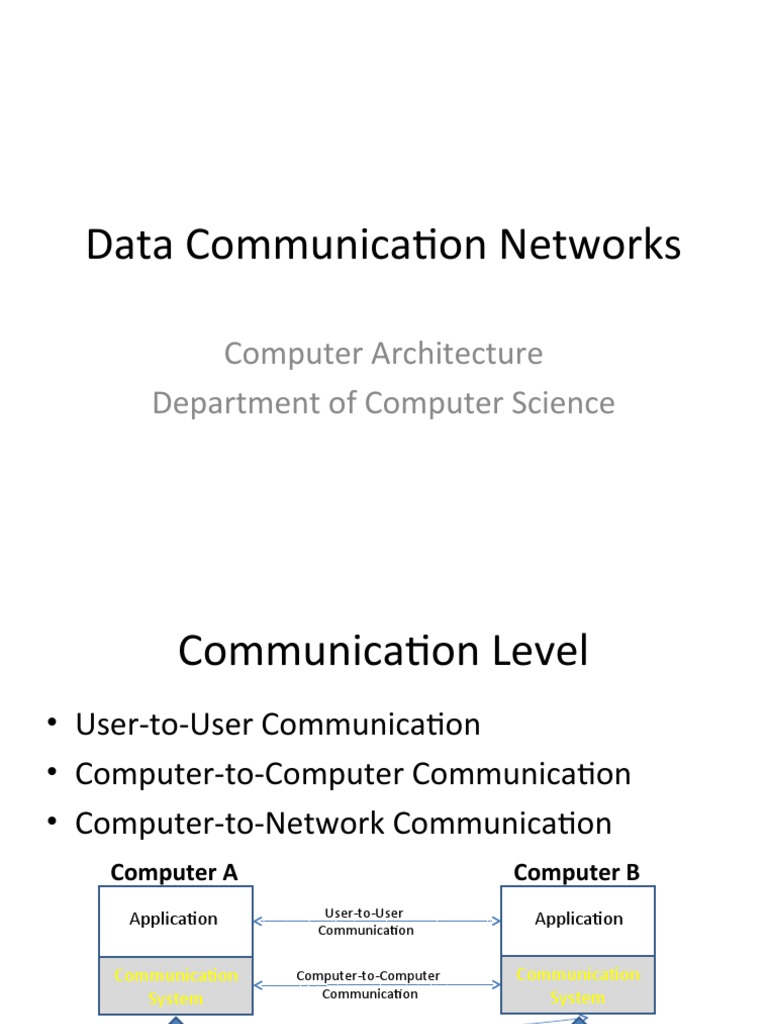 Data Communication Networks: Computer Architecture Department of ...