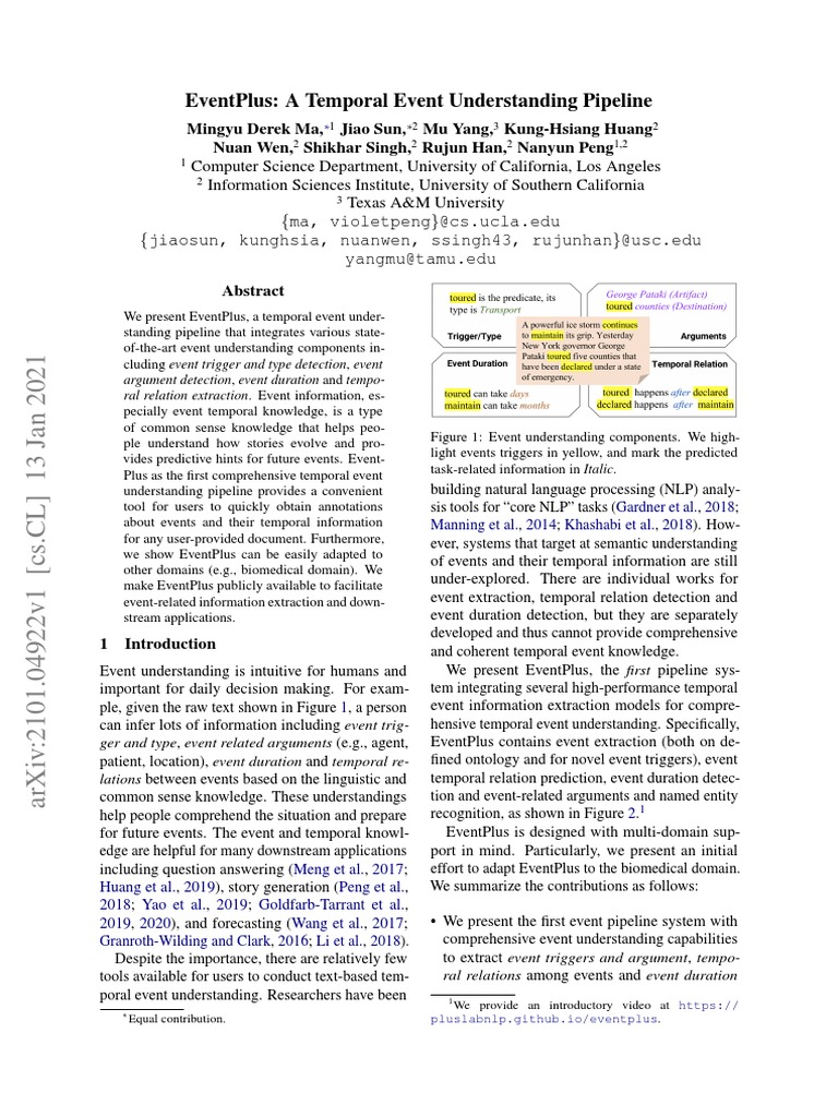 EventPlus - A Temporal Event Understanding Pipeline | PDF | Cognition | Linguistics