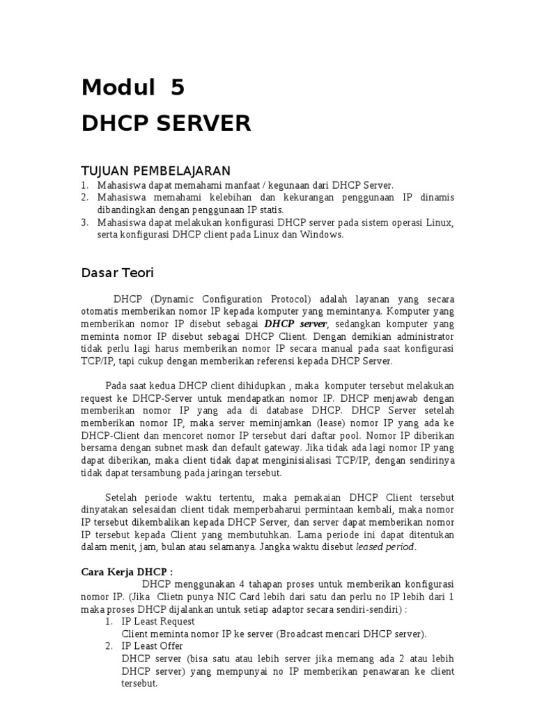 Modul 4 DHCP Server | PDF | Bisnis