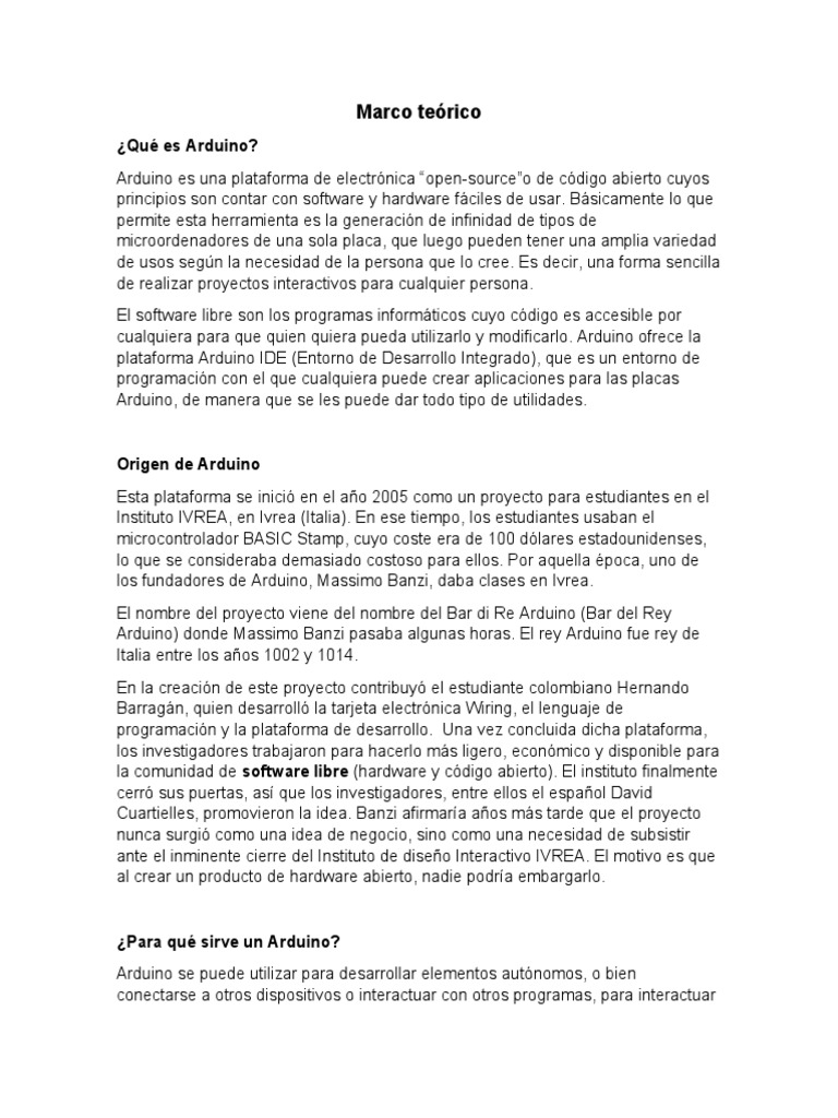 Teoría de Arduino | PDF | Arduino | Microcontrolador