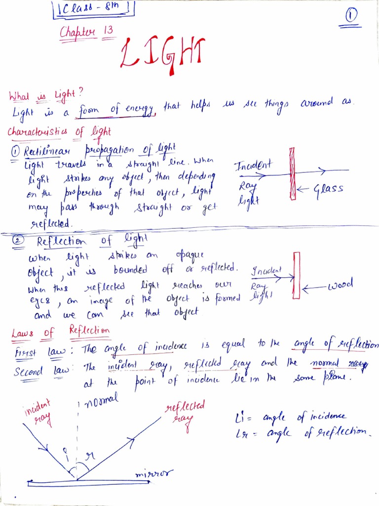 Light Class 8th Notes PDF | PDF | Nature