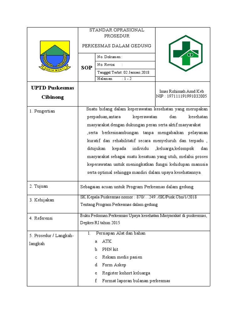 Sop Perkesmas Dalam Gedung | PDF