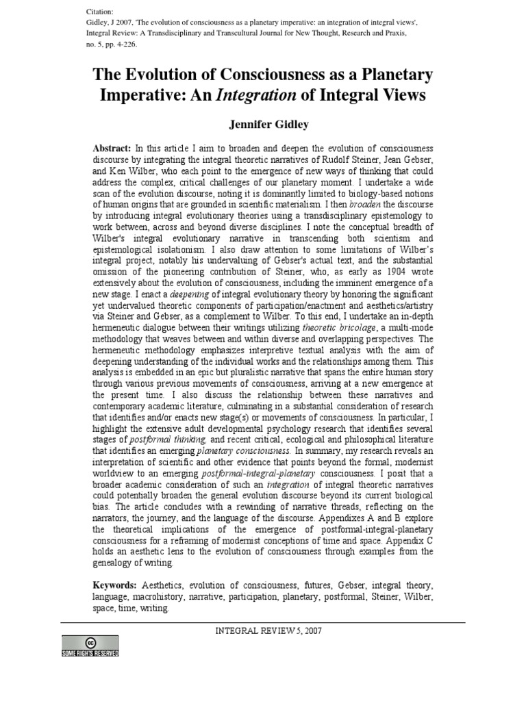 The Evolution of Consciousness As A Planetary Impe PDF | PDF ...