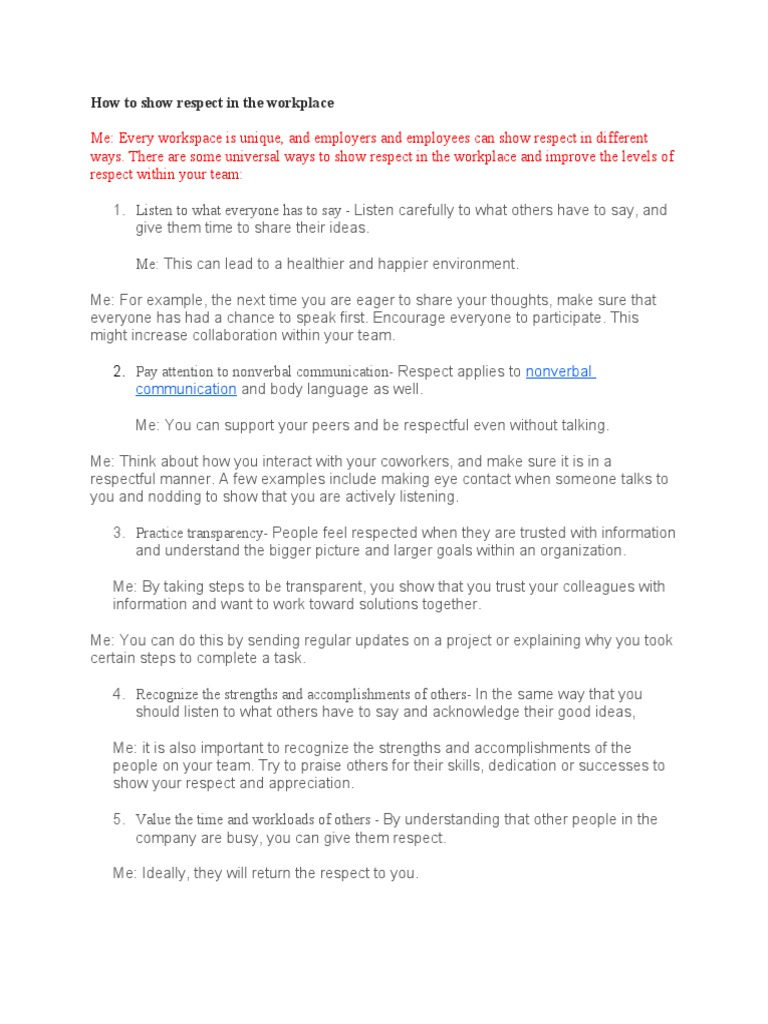 How To Show Respect in The Workplace: Nonverbal Communication | PDF ...