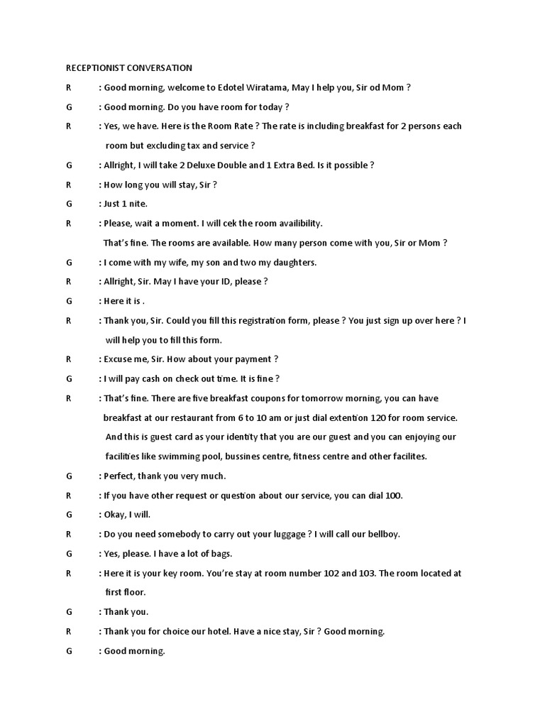 Conversation Receptionist | PDF