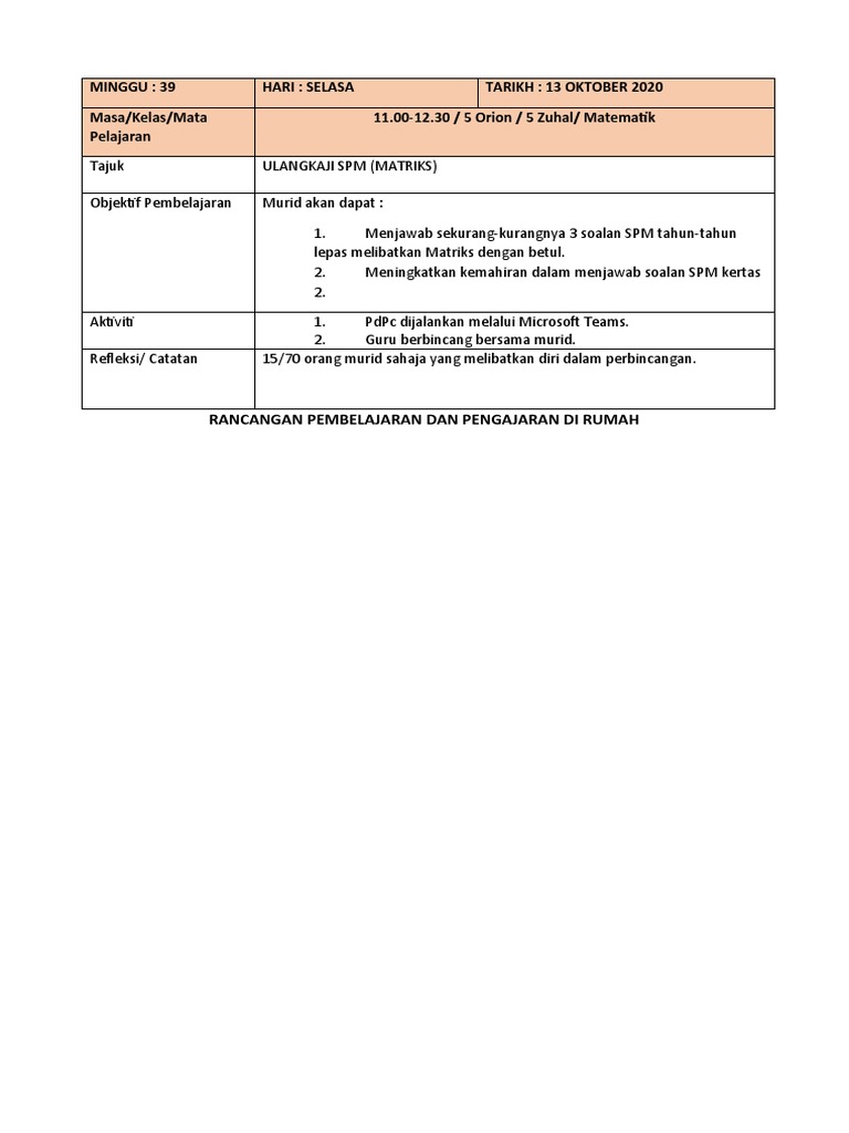 Contoh RPH PDPR | PDF