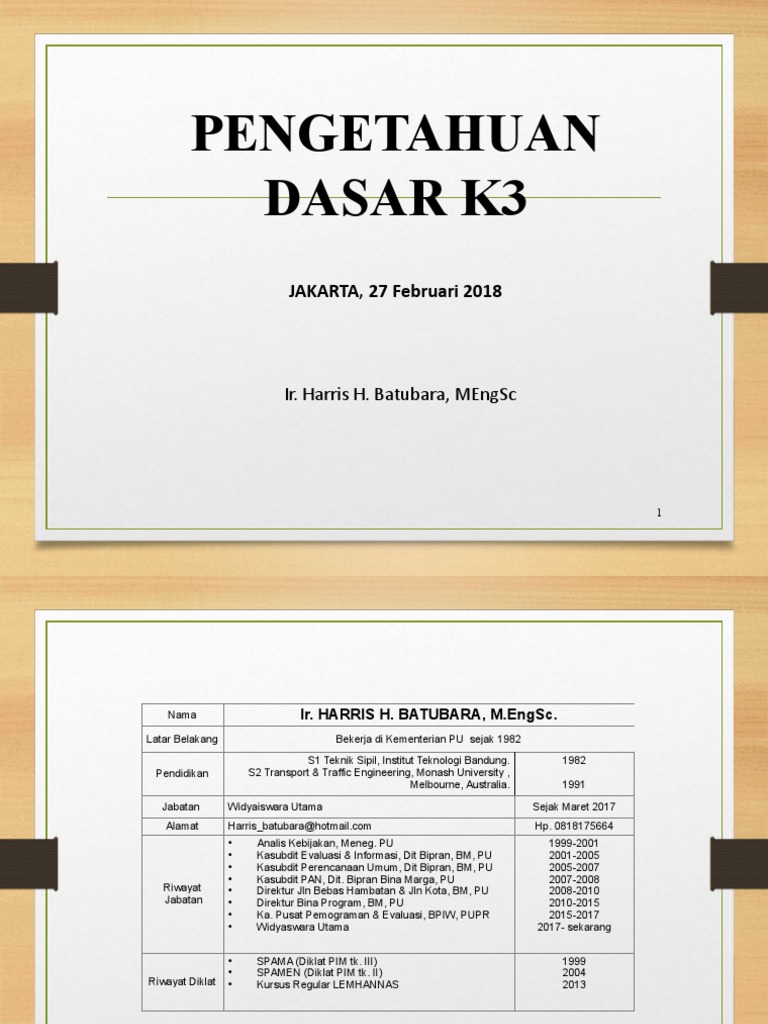 b18bd Bahan Tayang Pengetahuan Dasar K3 | PDF