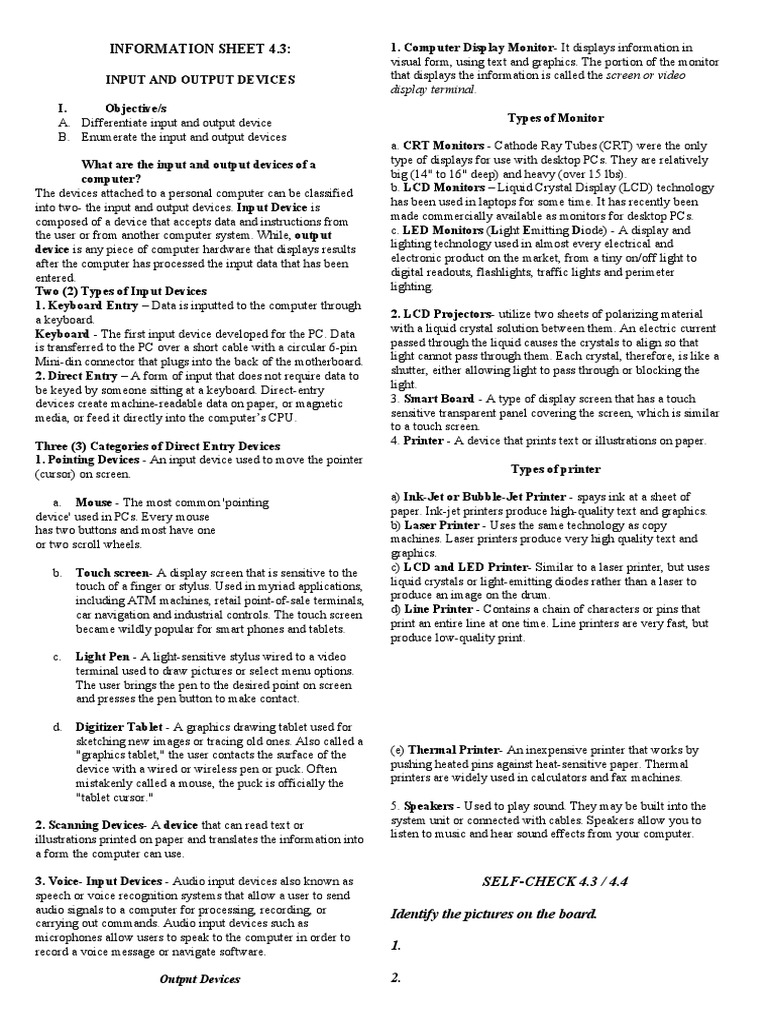 A Guide to Computer Input, Output, Display, and Storage Devices | PDF ...
