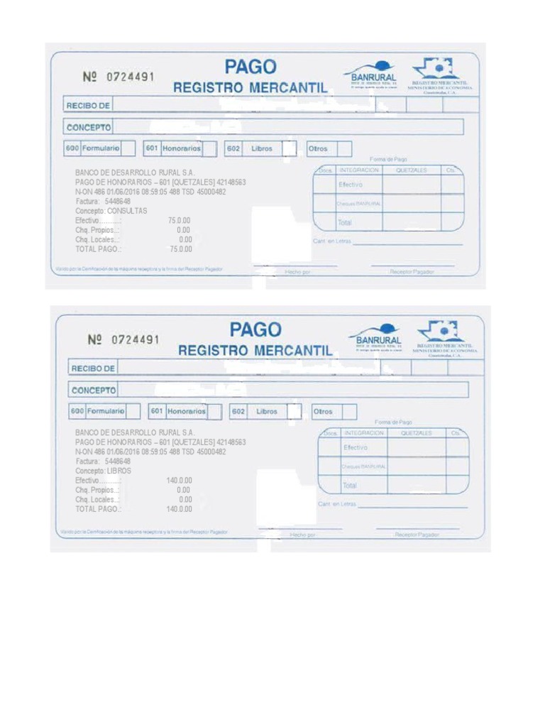 Ejemplo Pago Boleta Registro Mercantil | PDF