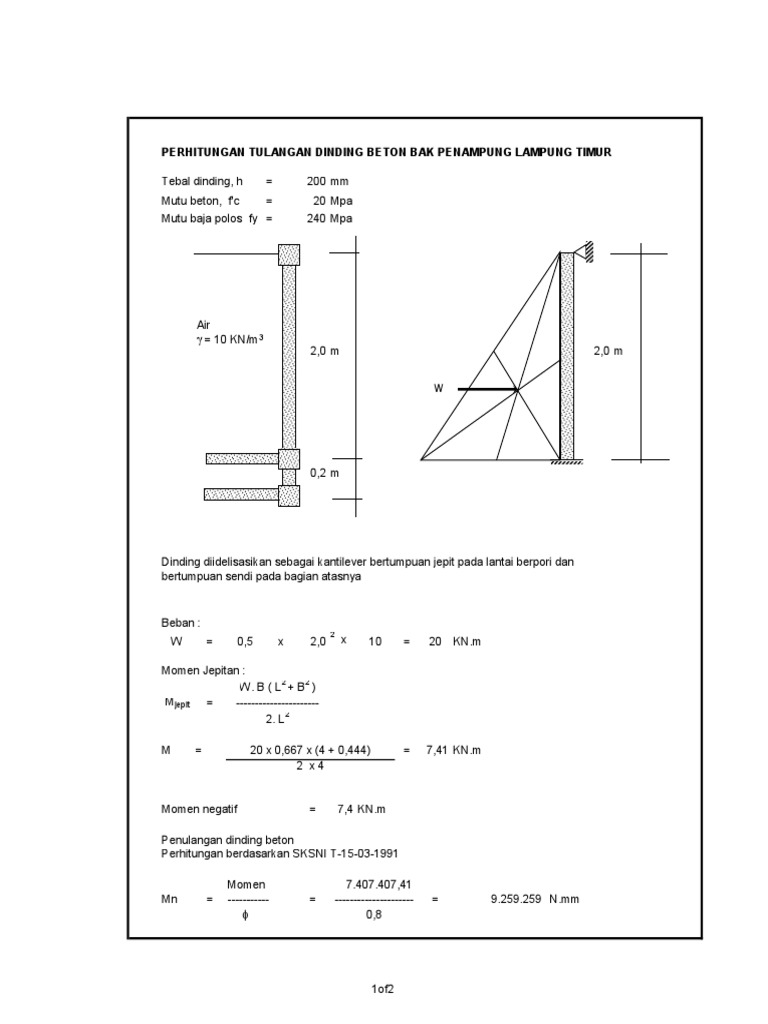 Perhitungan Tulangan Beton Dinding | PDF