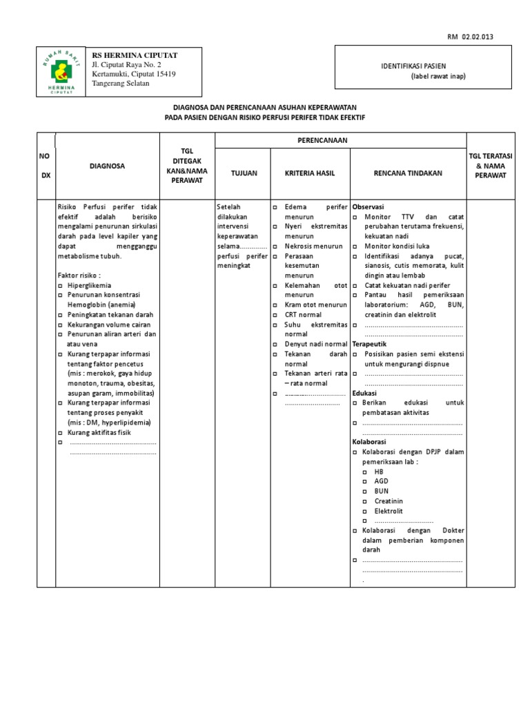 Risiko Perfusi Perifer TDK Efektif | PDF