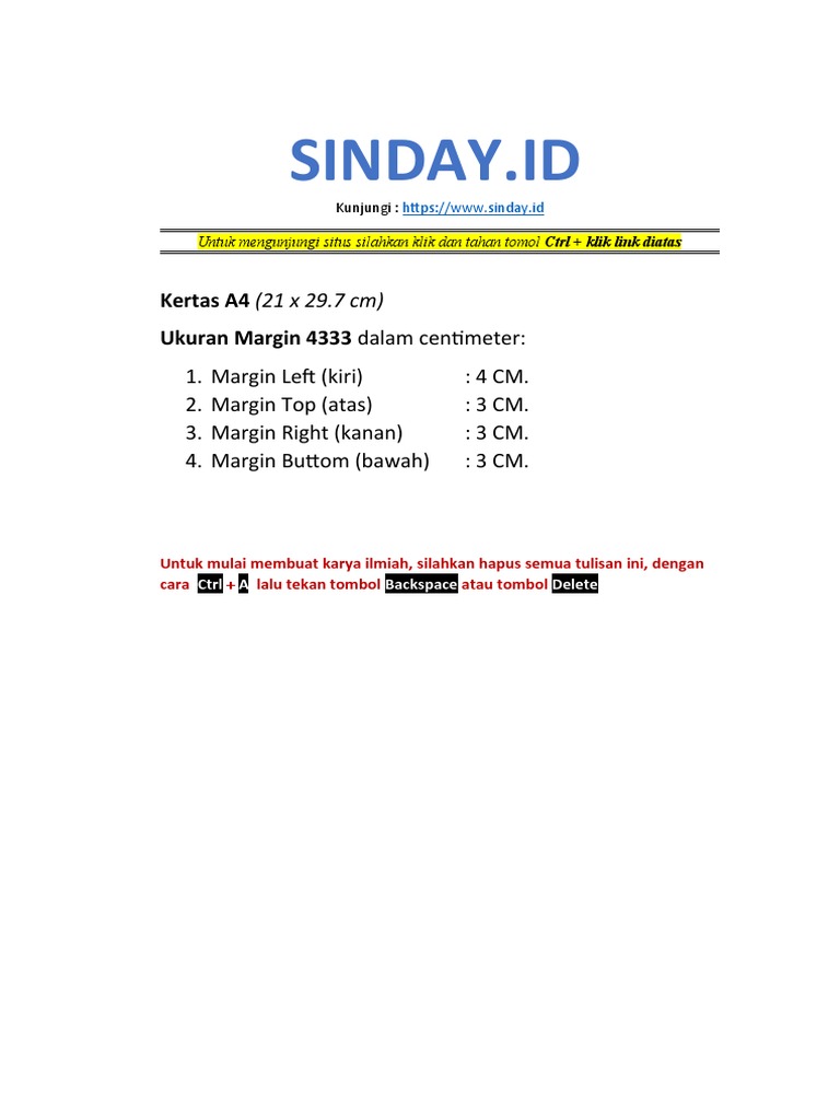 Ukuran Margin Kertas A4 dan 4333 | PDF