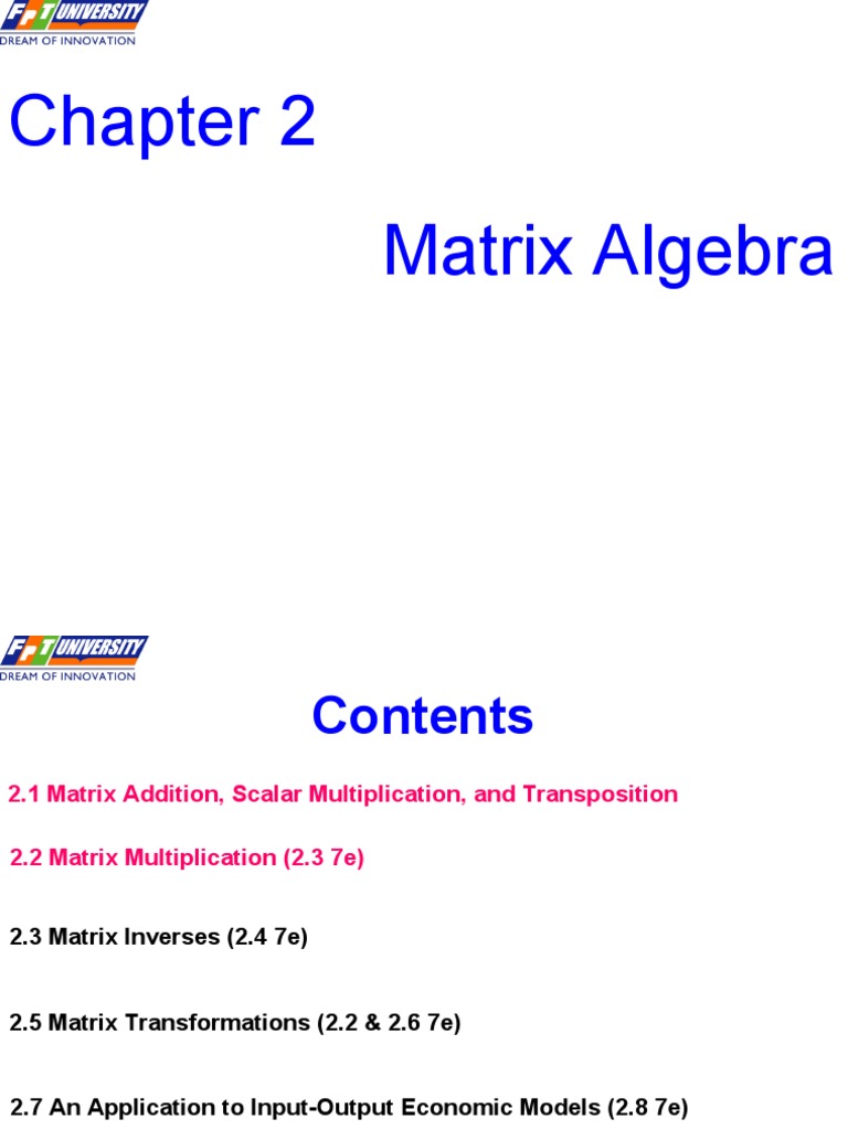 Chapter 2 - Matrix Algebra | PDF | Matrix (Mathematics) | Linear Map