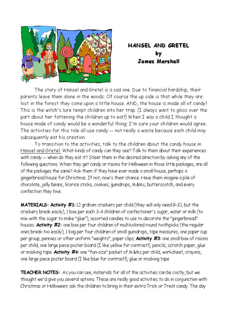 Hansel and Gretel by James Marshall: MATERIALS: Activity #1 | PDF ...