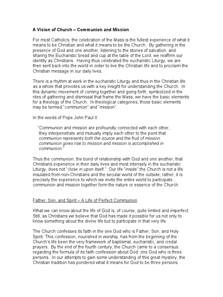A Vision of Church Communion and Mission | PDF | Eucharist | Mass (Liturgy)