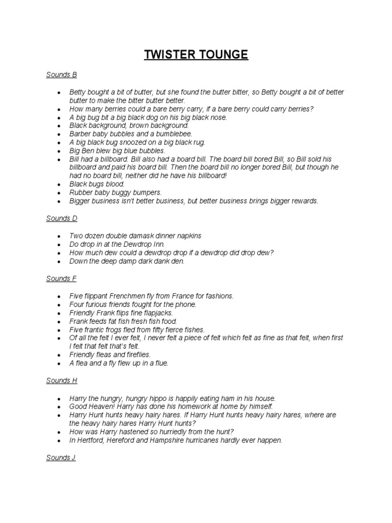 Twister Tongue: A Collection of Tongue Twisters Exploring Various ...