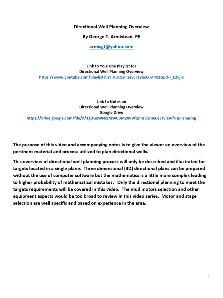 Directional Well Planning Overview | PDF | Circle | Sine
