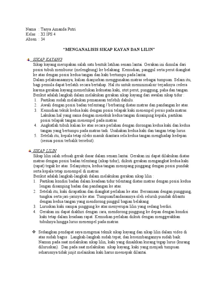 MENGANALISIS TEKNIK GERAK DASAR SENAM LANTAI: SIKAP KAYANG DAN SIKAP ...