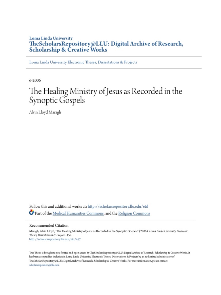 The Healing Ministry of Jesus As Recorded in The Synoptic Gospels | PDF | Gospel Of Mark ...
