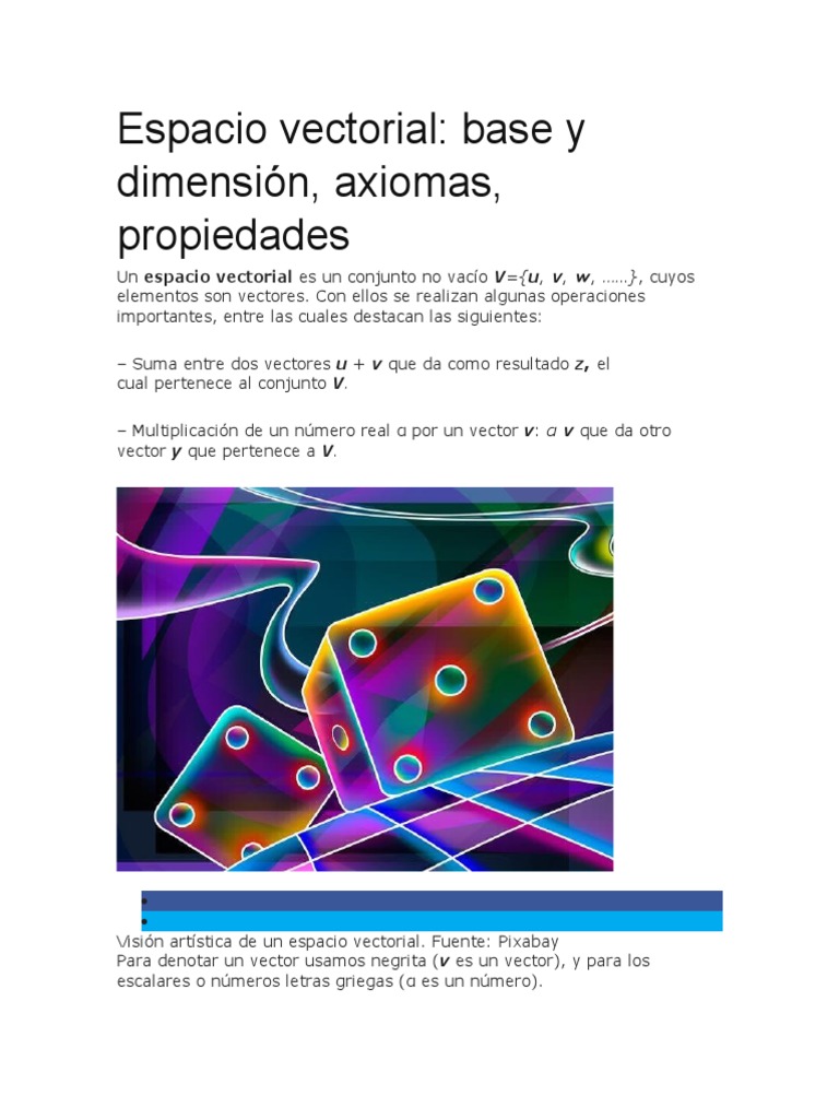 Definicion y Ejemplos de Espacios Vectoriales | PDF | Espacio vectorial | Base (álgebra lineal)