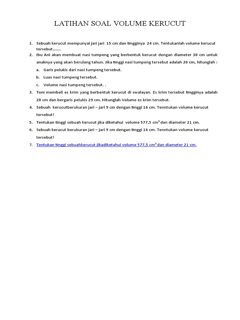 Latihan Soal Volume Kerucut | PDF