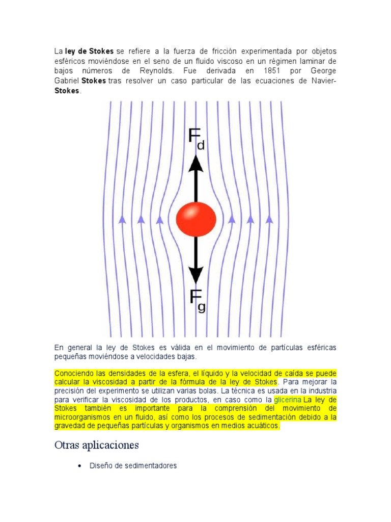 Ley de Stokes | PDF | Mecanica clasica | Movimiento (física)