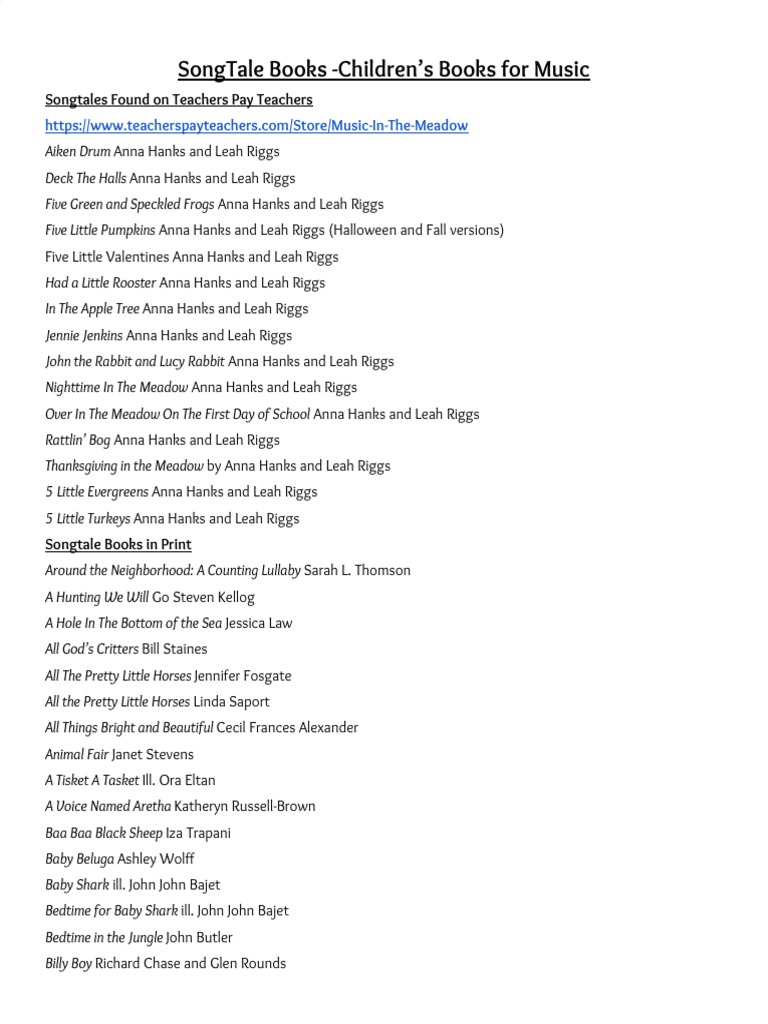 SongTale and Other Books For Music Class | PDF | Entertainment (General ...