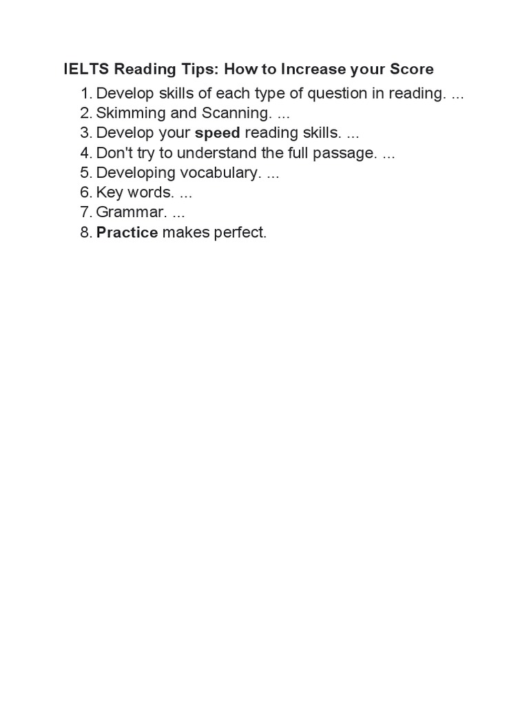 Ielts Reading Tips Pdf
