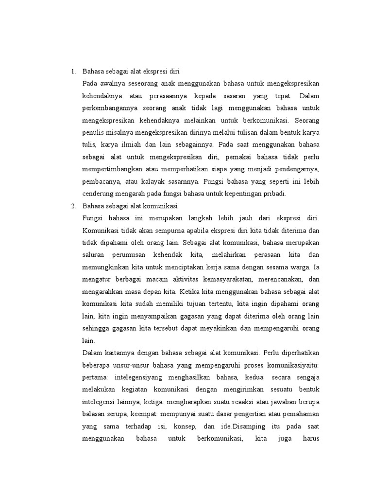 Bahasa Sebagai Alat Ekspresi Diri | PDF | Seni & Disiplin Bahasa | Kajian Bahasa Asing