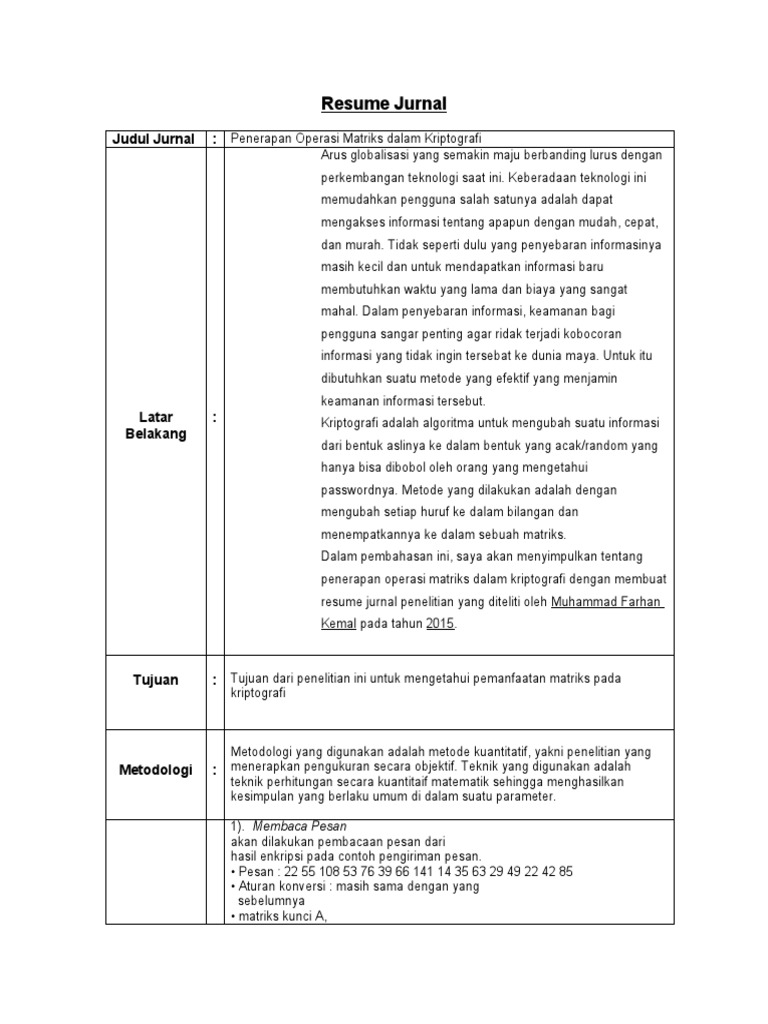 Resume Jurnal Matriks | PDF