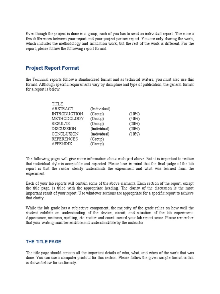 Project Report Format: The Title Page | PDF | Electrical Network ...
